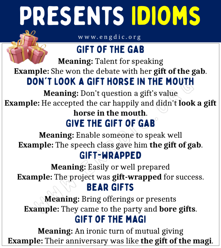 Presents Idioms (With Meaning and Examples) - EngDic