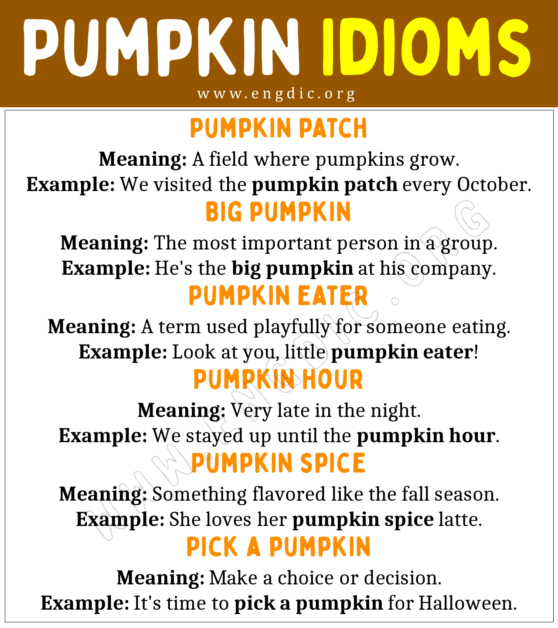 Pumpkin Idioms (With Meaning and Examples) - EngDic
