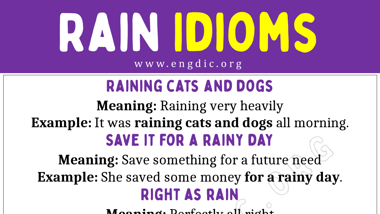 Rain Idioms (With Meaning and Examples) - EngDic