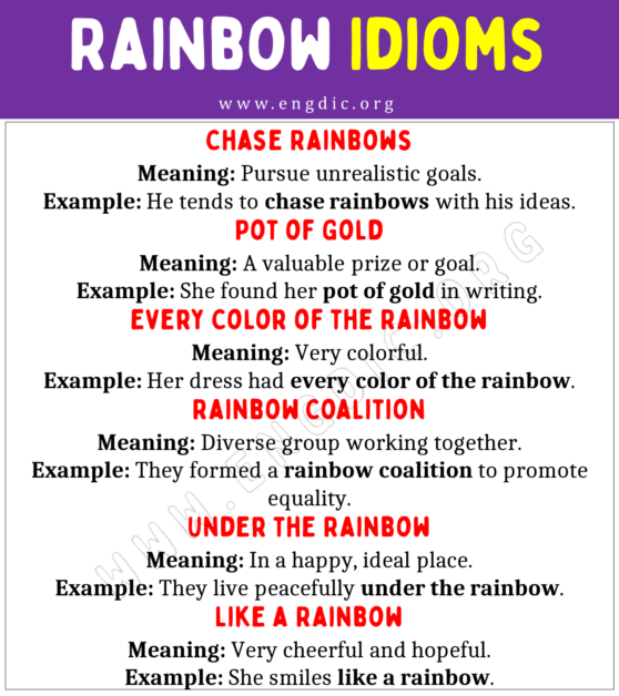 Rainbow Idioms (With Meaning and Examples) - EngDic