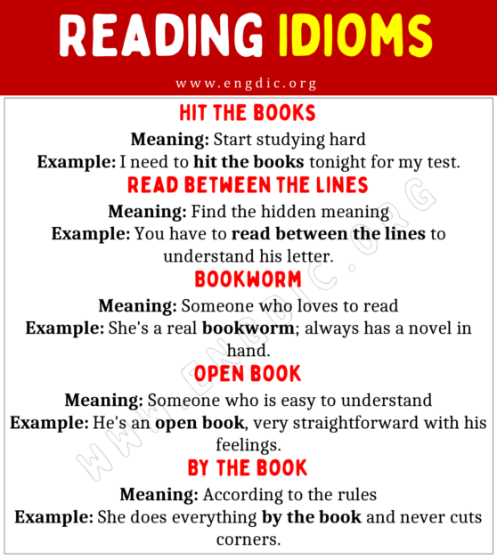 Reading Related Idioms (With Meaning and Examples) - EngDic