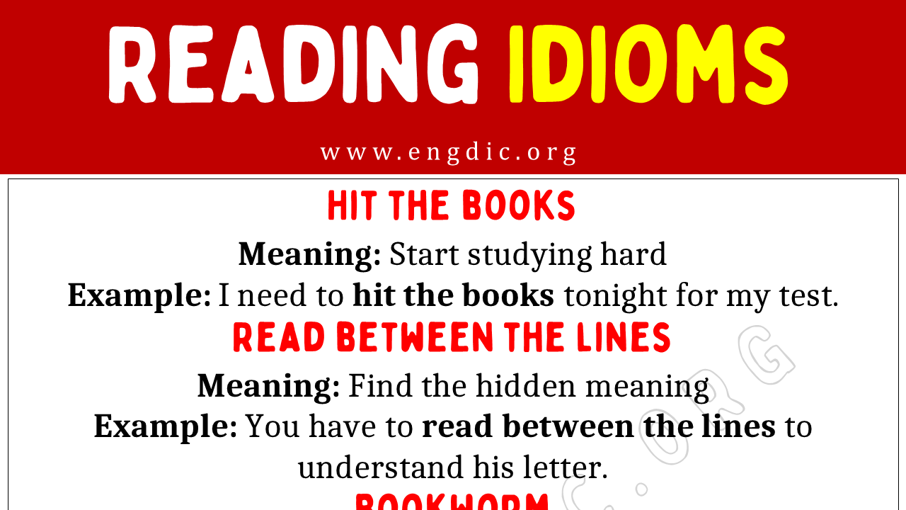 Reading Related Idioms (With Meaning and Examples) - EngDic