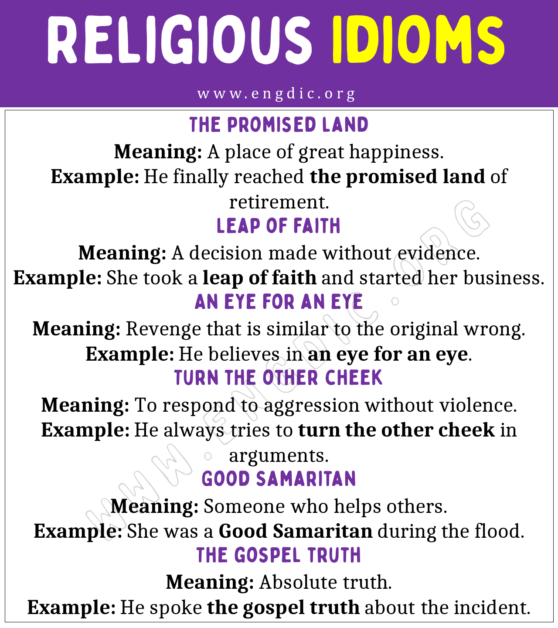 Religious Idiom (With Meaning and Examples) - EngDic