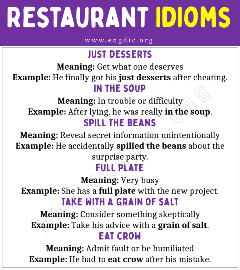 Restaurant Idiom (With Meaning and Examples) - EngDic
