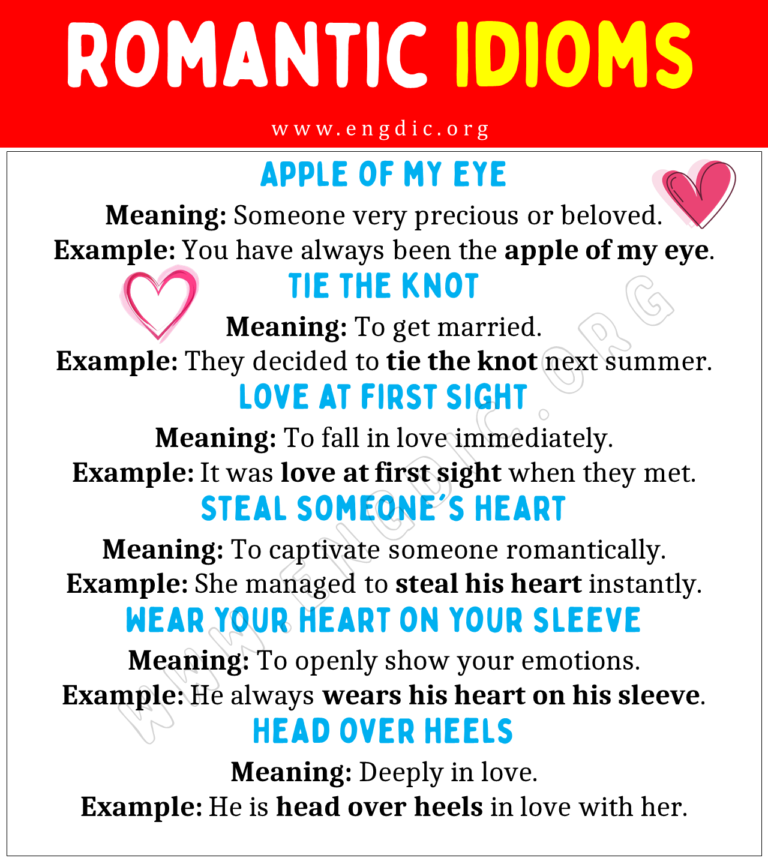 Romantic Idioms (With Meaning and Examples) - EngDic