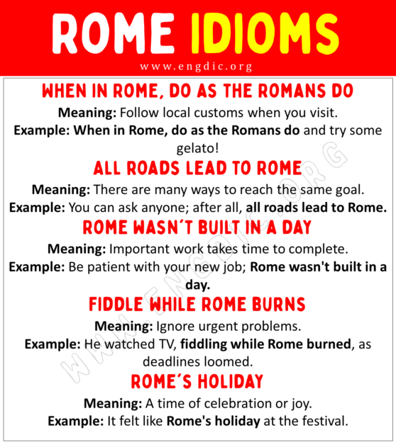 Rome Idioms (With Meaning and Examples) - EngDic