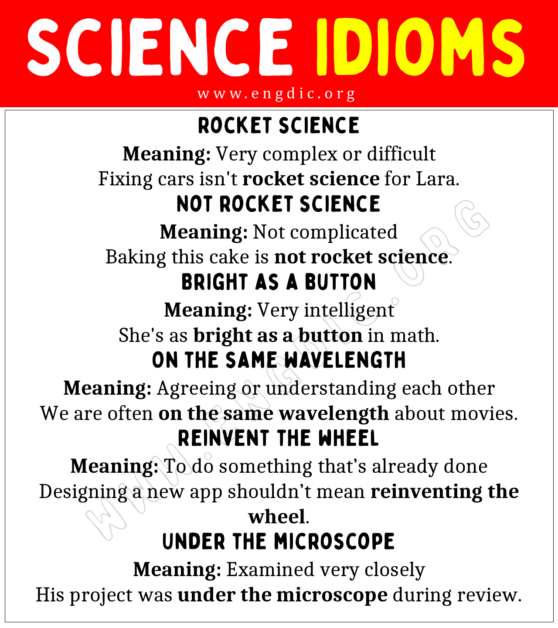 Science Idioms (With Meaning and Examples) - EngDic
