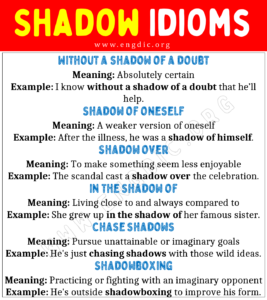 Shadow Idioms (With Meaning and Examples) - EngDic