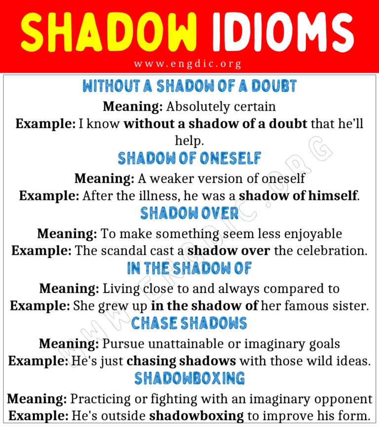 Shadow Idioms (With Meaning and Examples) - EngDic