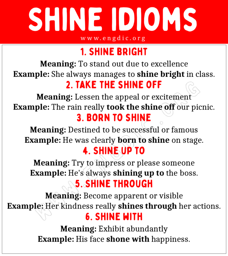 Shine Idioms (With Meaning and Examples) - EngDic