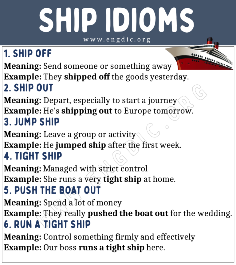 Ship Idioms (With Meaning and Examples) - EngDic