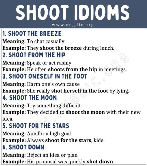 Shoot Idioms (With Meaning and Examples) - EngDic