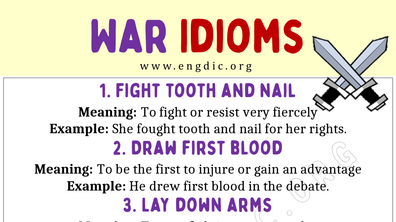 Battle Idioms (With Meaning and Examples) - EngDic