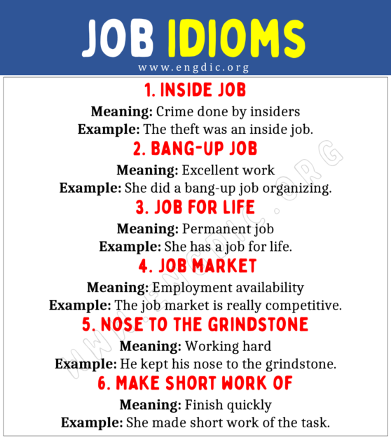 Job Idioms (With Meaning and Examples) - EngDic