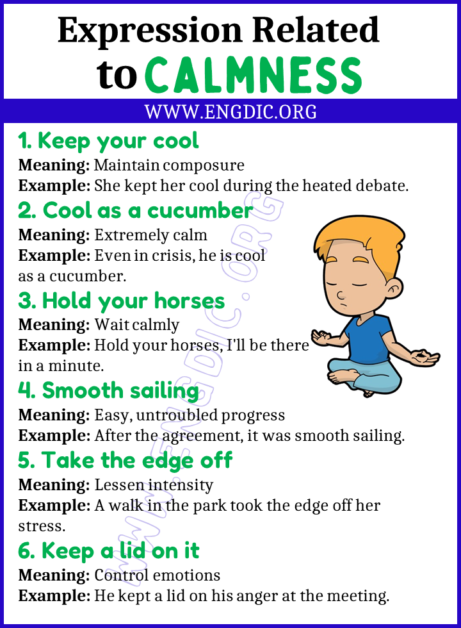 Learn 20 Expressions Related to Calmness - EngDic