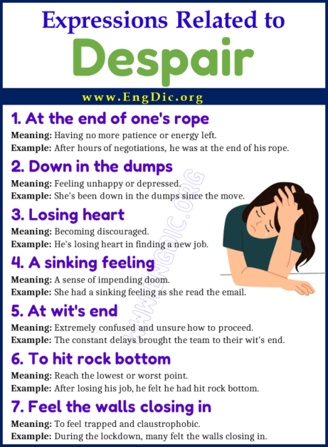 Learn 20 Expressions Related to Despair - EngDic