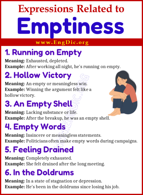 Learn 20 Expressions Related to Emptiness - EngDic