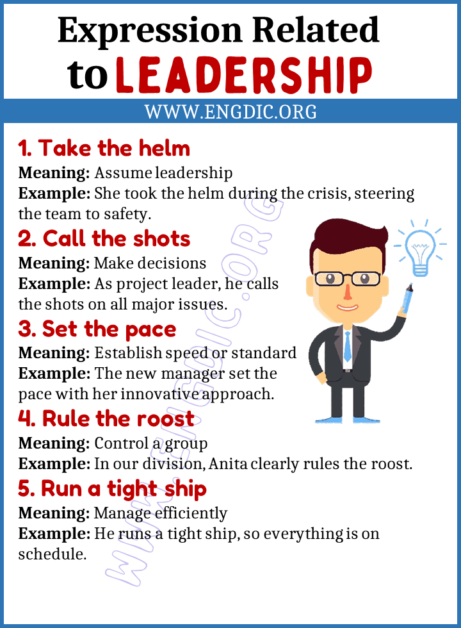 Learn 20 Expressions Related to Leadership - EngDic