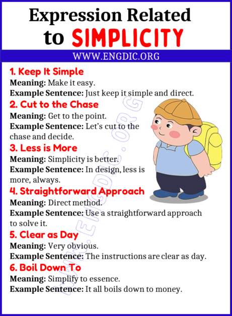 Learn 20 Expressions Related to Simplicity - EngDic