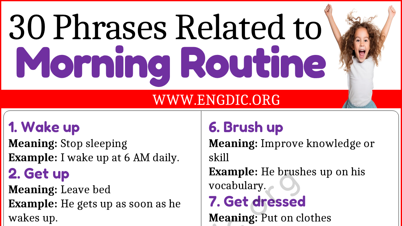 Learn 30 Phrases Related to Morning Routine - EngDic