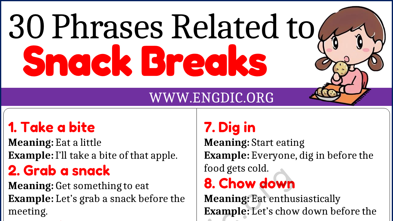 Learn 30 Phrases Related to Snack Breaks - EngDic