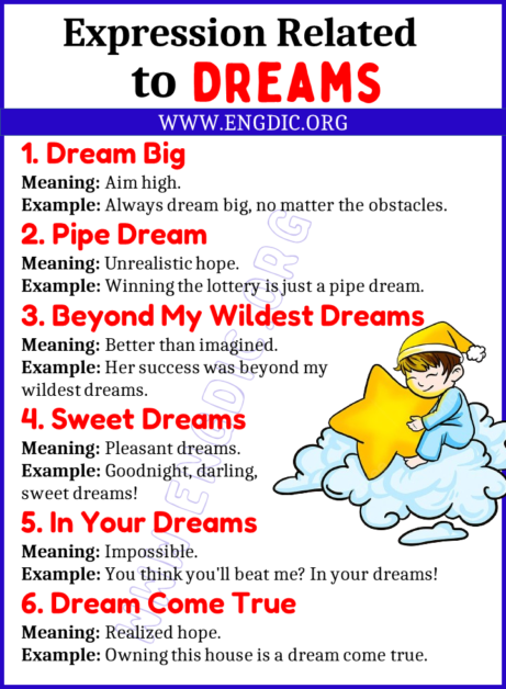 Learn 20 Expressions Related to Dreams - EngDic